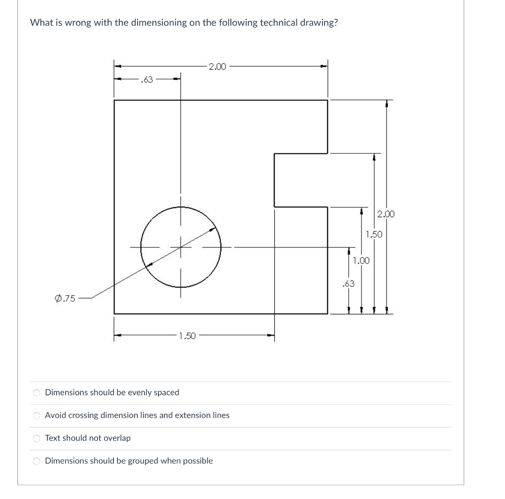 Solved What is wrong with the dimensioning on the following | Chegg.com