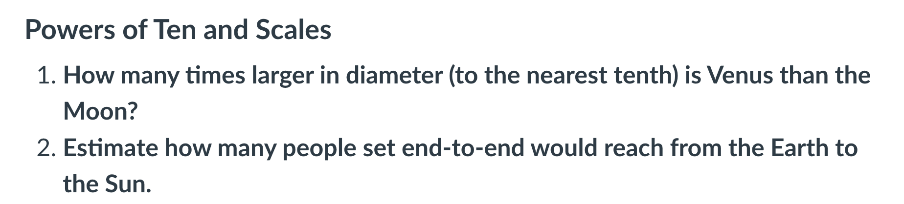 Solved Powers of Ten and Scales 1. How many times larger in | Chegg.com