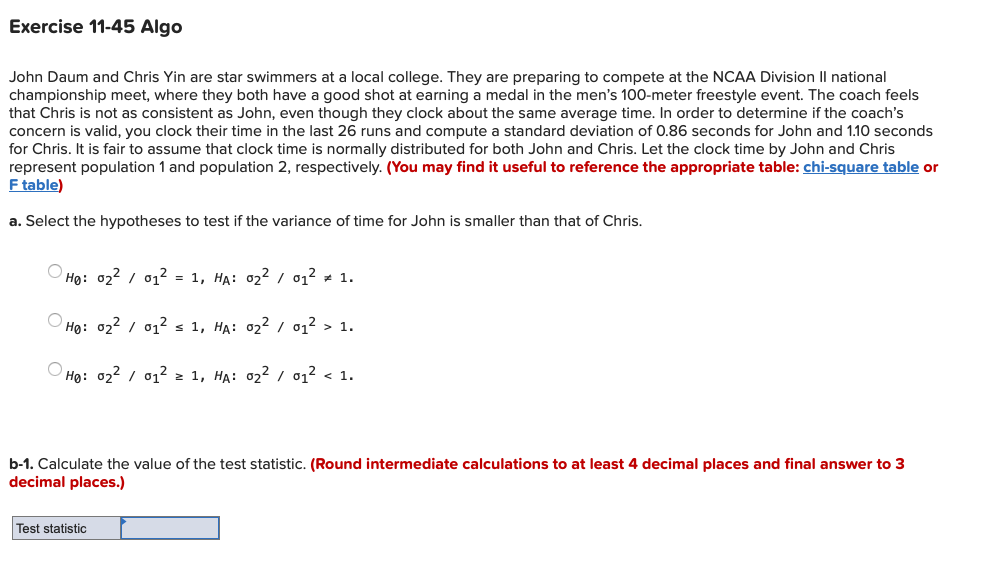 Solved Exercise 11-45 Algo John Daum and Chris Yin are star | Chegg.com