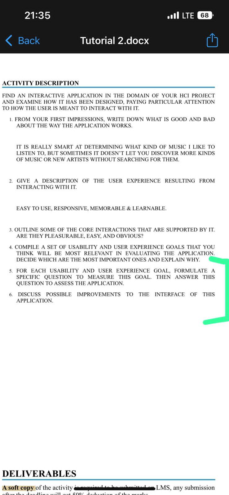 ACTIVITY DESCRIPTION FIND AN INTERACTIVE APPLICATION | Chegg.com