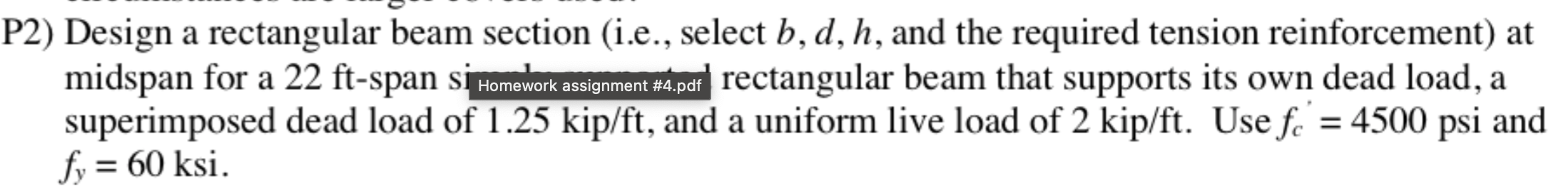 Solved 2) Design a rectangular beam section (i.e., select | Chegg.com