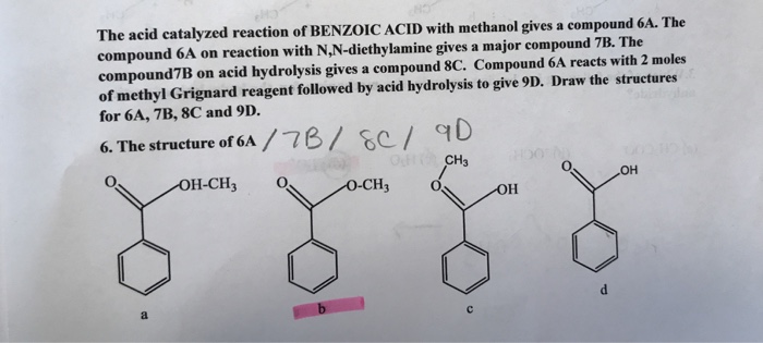 Solved The acid catalyzed reaction of BENZOIC ACID with | Chegg.com