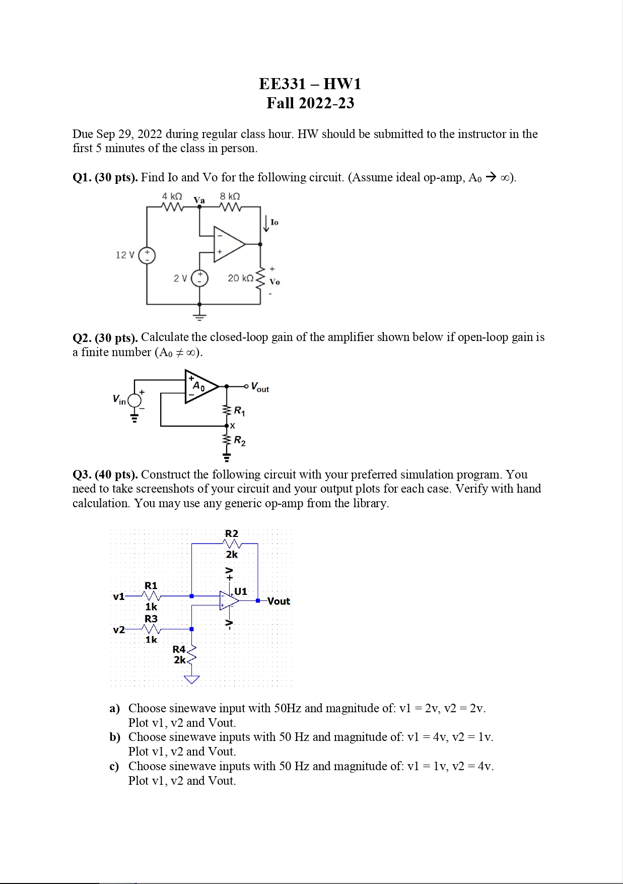 Solved Due Sep 29, 2022 during regular class hour. HW should | Chegg.com Solved Due Sep 29, 2022 during regular class hour. HW should | Chegg.com