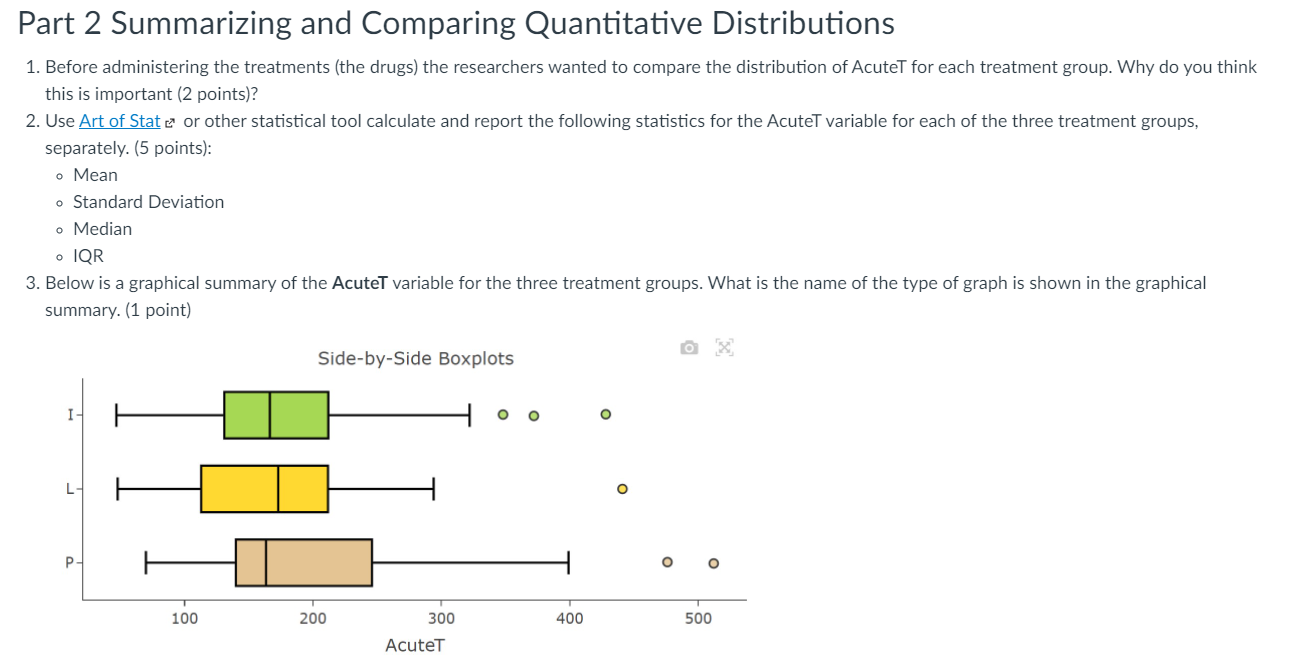 Solved Part 2 Summarizing and Comparing Quantitative | Chegg.com