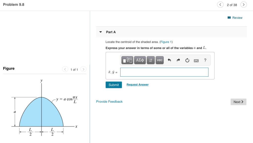 Solved Problem 9.8 2 of 38 Review Part A Locate the centroid | Chegg.com