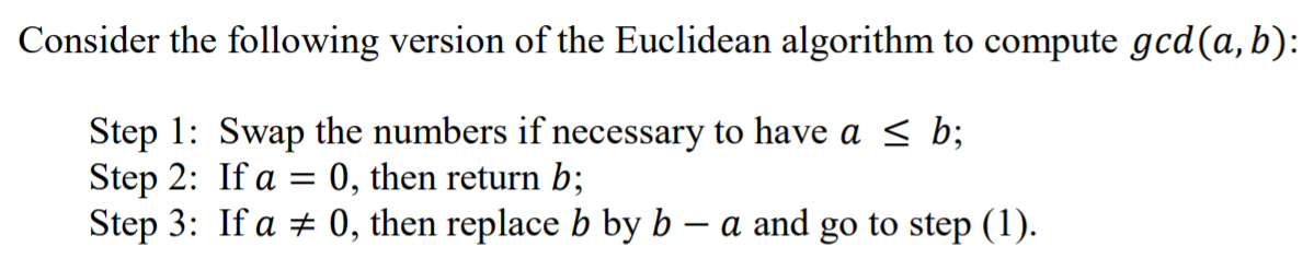 Solved Consider the following version of the Euclidean | Chegg.com