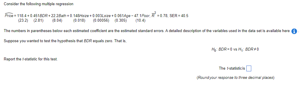 Solved Consider the following multiple regression The | Chegg.com