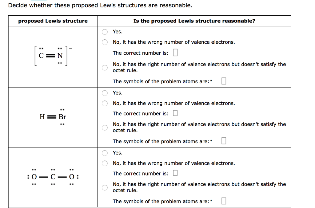 Solved Decide whether these proposed Lewis structures are | Chegg.com