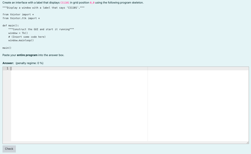 Solved Create an interface with a label that displays | Chegg.com
