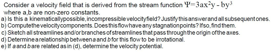 Solved Consider a velocity field that is derived from the | Chegg.com