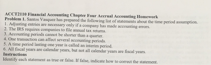 Solved ACCT2110 Financial Accounting Chapter Four Accrual | Chegg.com