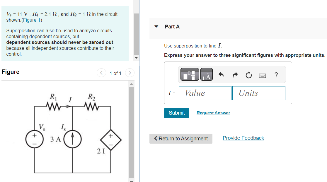 Solved Vs=11 V,R1=2.1Ω, and R2=1Ω in the circuit | Chegg.com