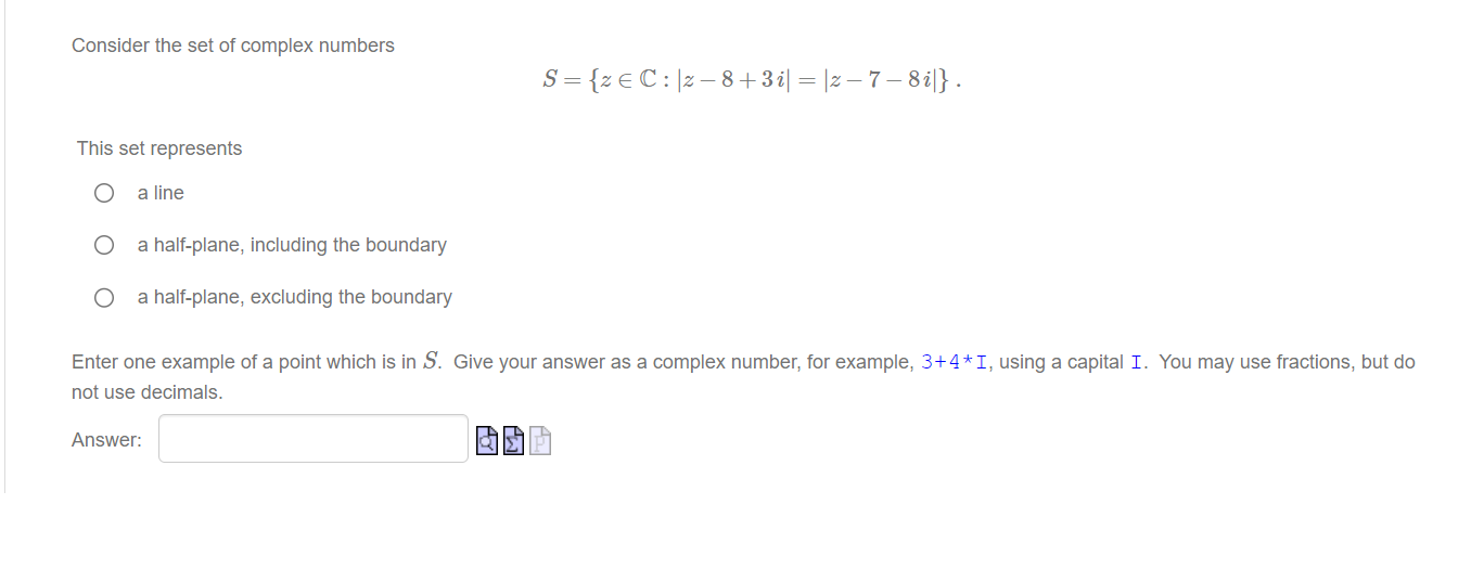 Solved Consider the set of complex numbers | Chegg.com