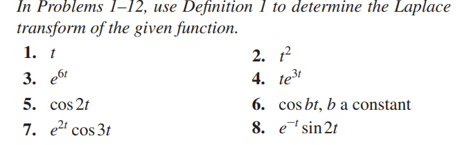 Solved In Problems 1-12, use Definition I to determine the | Chegg.com