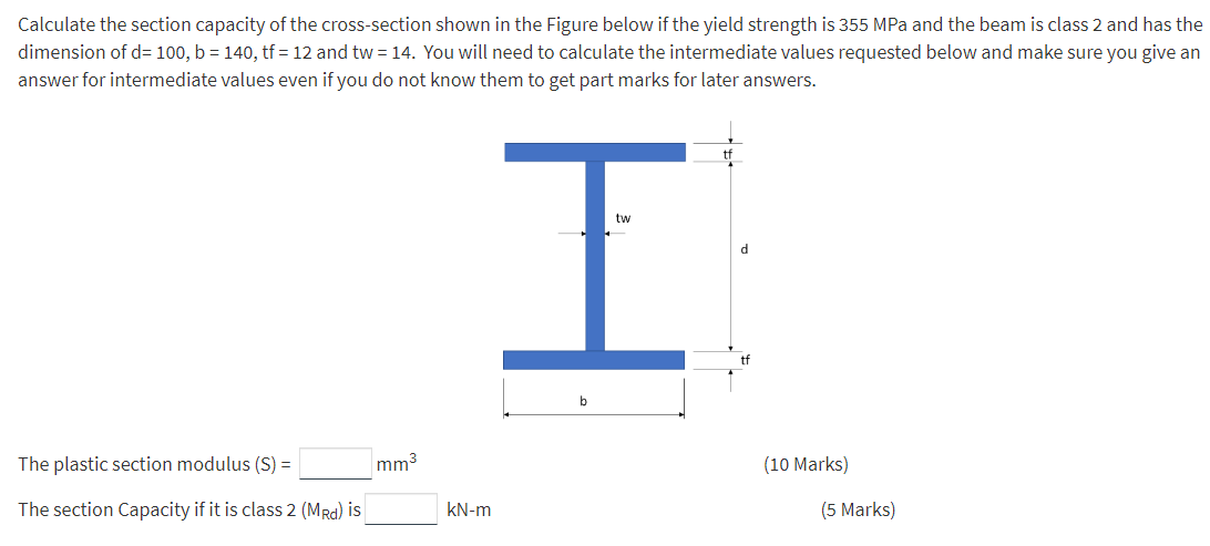 Solved Calculate the section capacity of the cross-section | Chegg.com