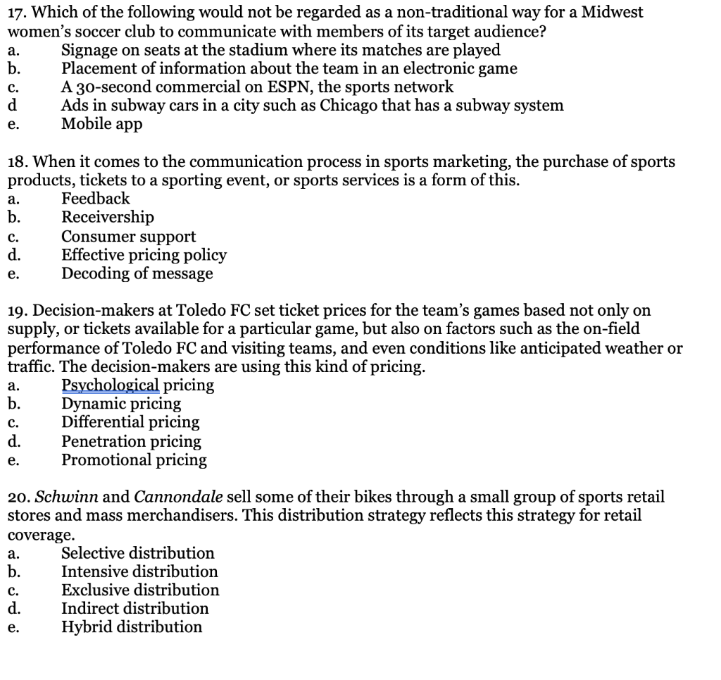 Solved 17. Which of the following would not be regarded as a | Chegg.com