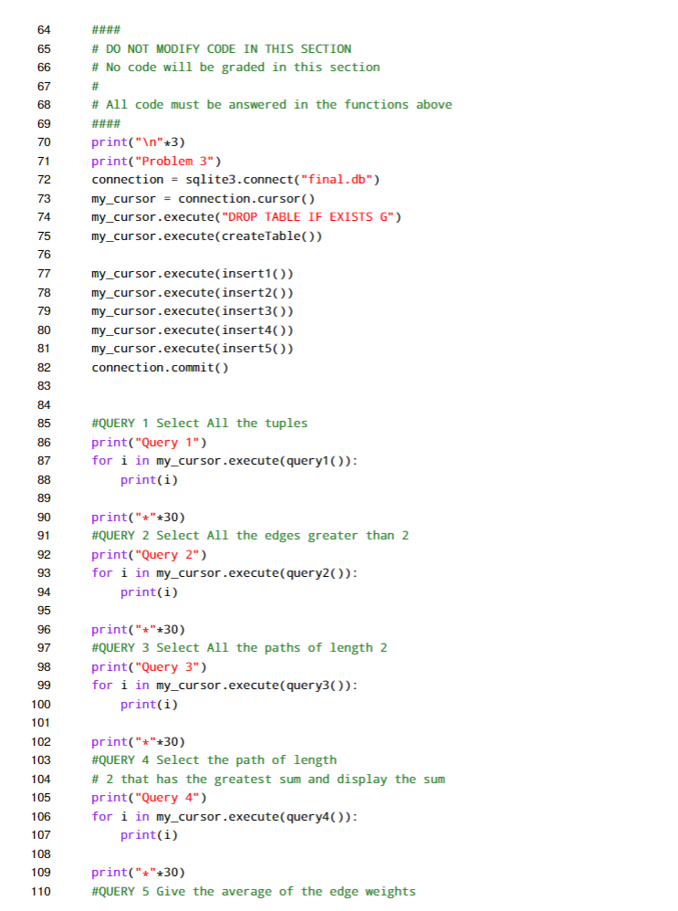 Solved Problem 3: Queries In class we were introduced to SQL | Chegg.com