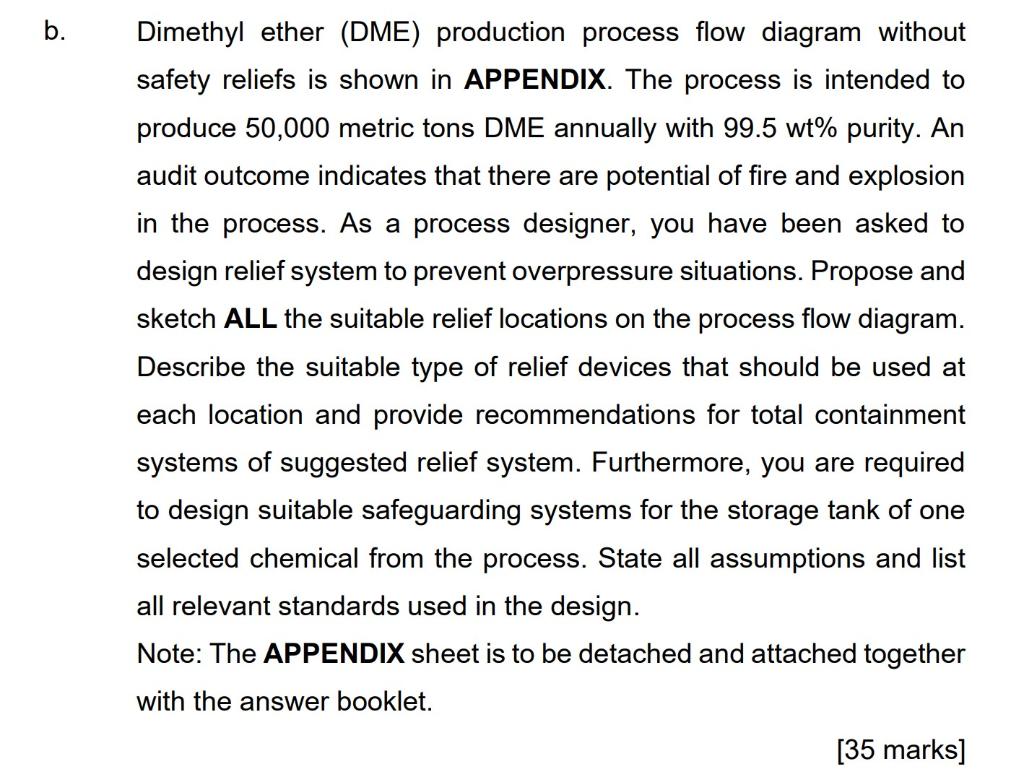 Solved b. Dimethyl ether (DME) production process flow | Chegg.com