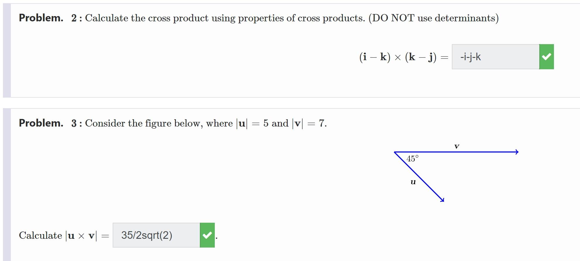 Solved Problem. 2: Calculate the cross product using | Chegg.com