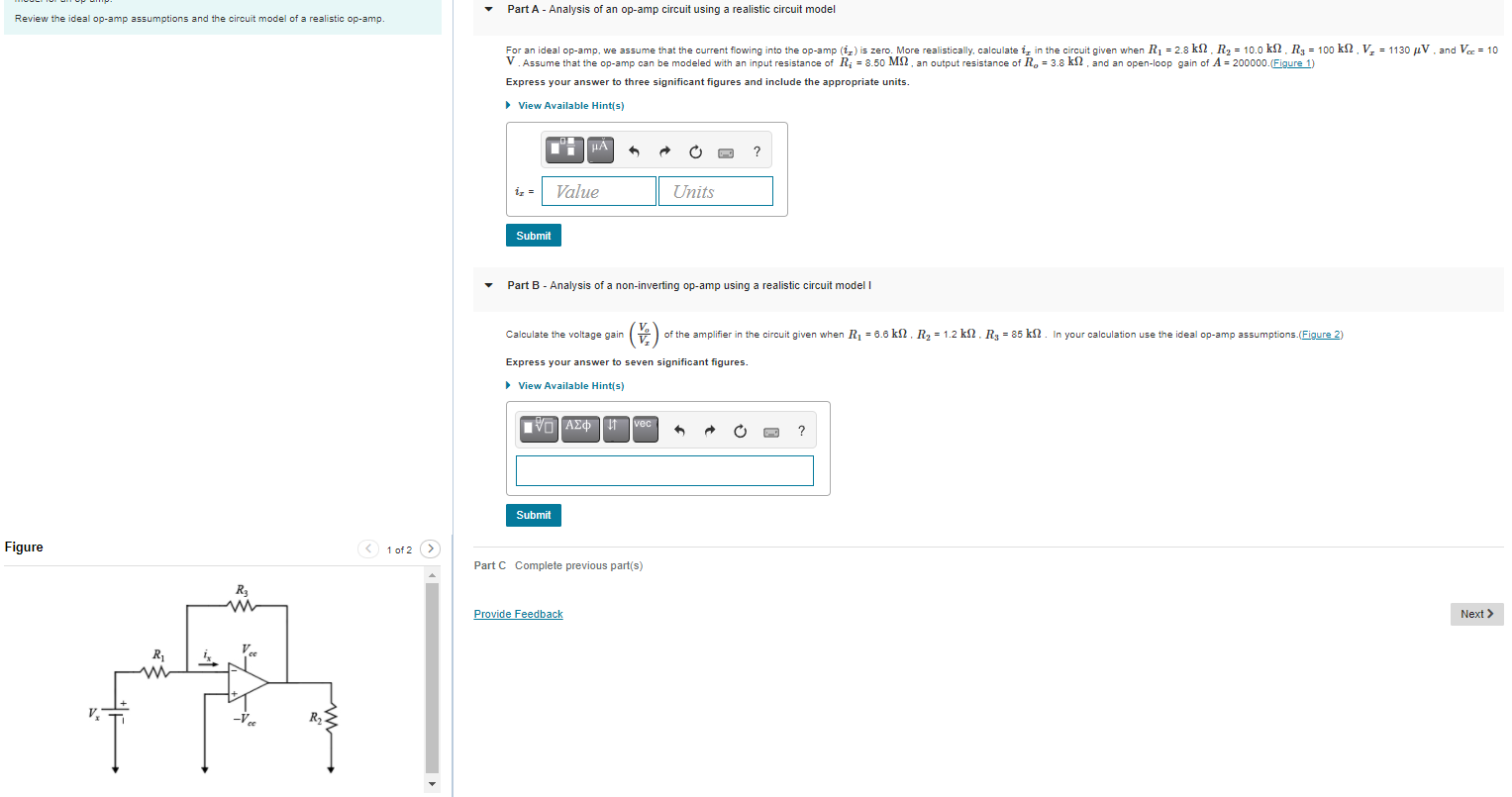 Solved Part A - Analysis of an op-amp circuit using a | Chegg.com