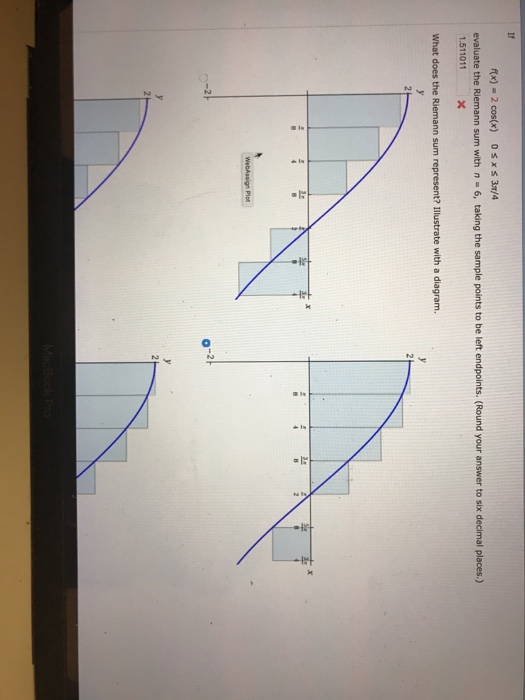 Solved evaluate the Riemann sum with n 6, taking the sample | Chegg.com