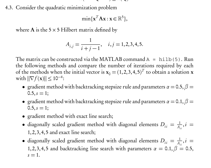 4.3. Consider the quadratic minimization problem | Chegg.com