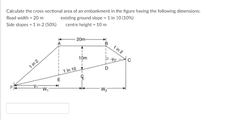 Solved Calculate the cross-sectional area of an embankment | Chegg.com