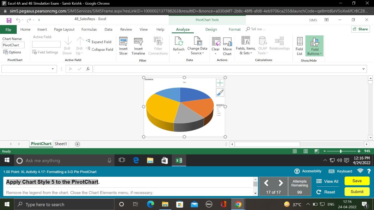 SIMS P Excel 4A and 4B Simulation Exam - Samir Keishk | Chegg.com
