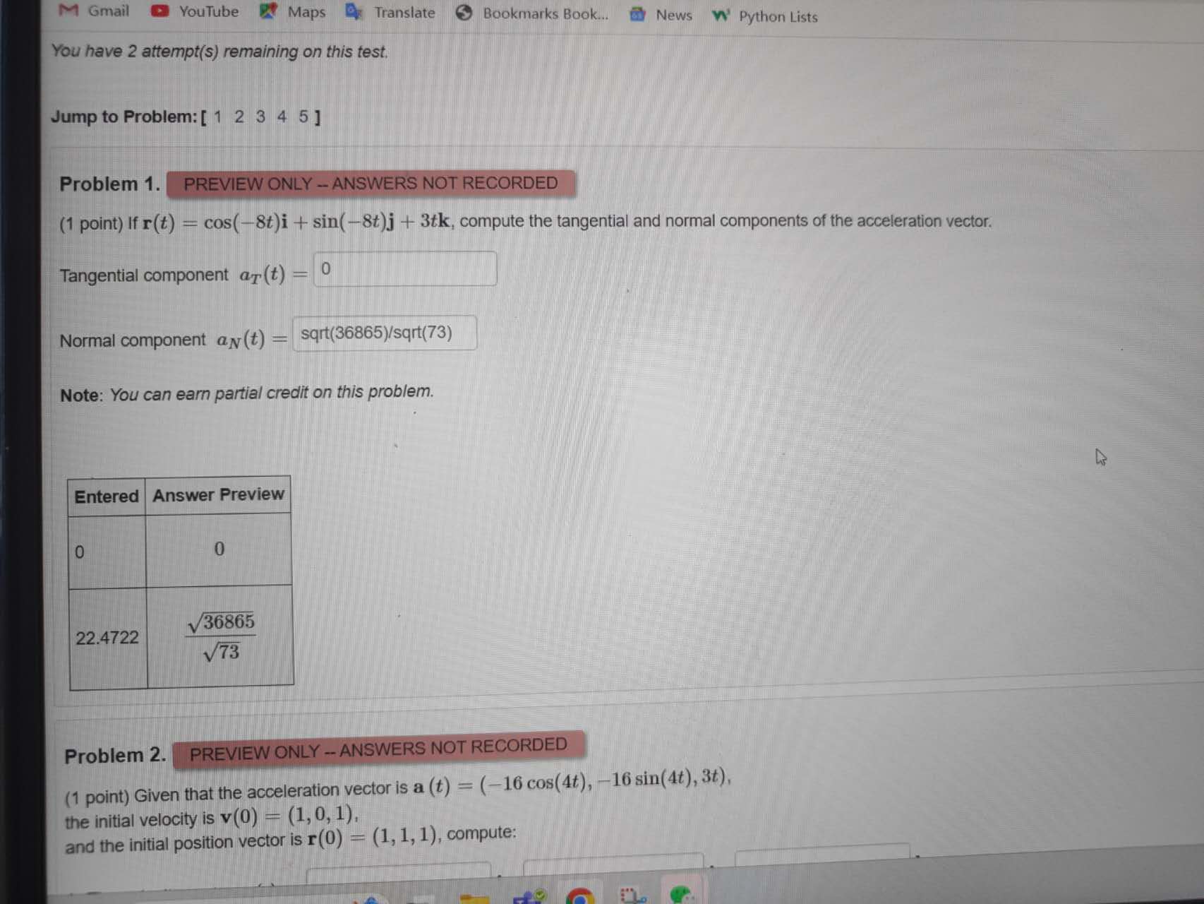 Solved Problem 1. ﻿PREVIEW ONLY - ﻿ANSWERS NOT RECORDED(1 | Chegg.com