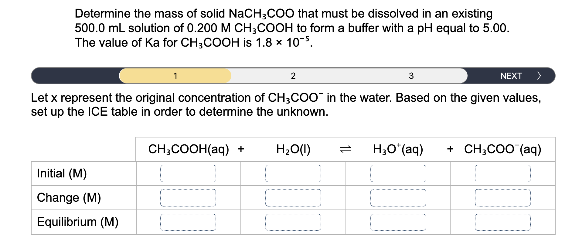 Solved Determine the mass of solid NaCH3COO that must be | Chegg.com