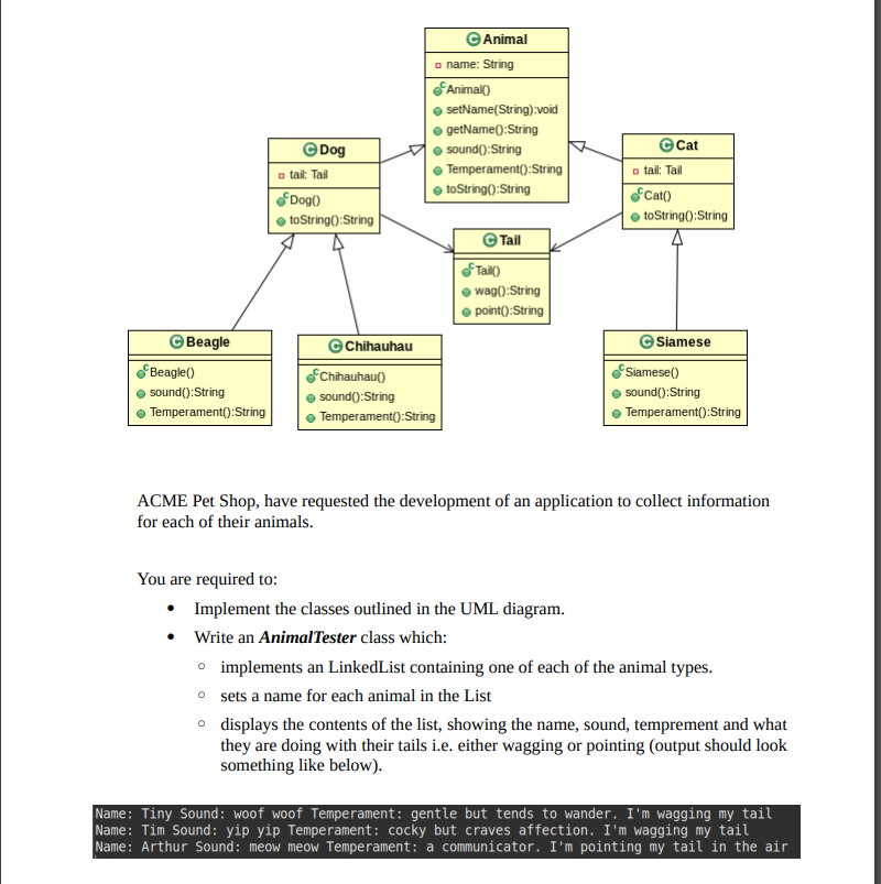 Solved ACME Pet Shop, have requested the development of an | Chegg.com