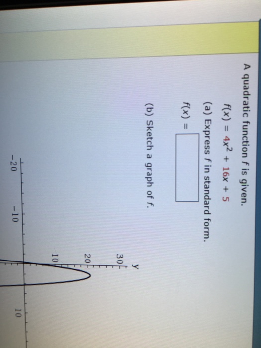 Solved A quadratic function f is given. f(x) = 4x^2 + 16x + | Chegg.com