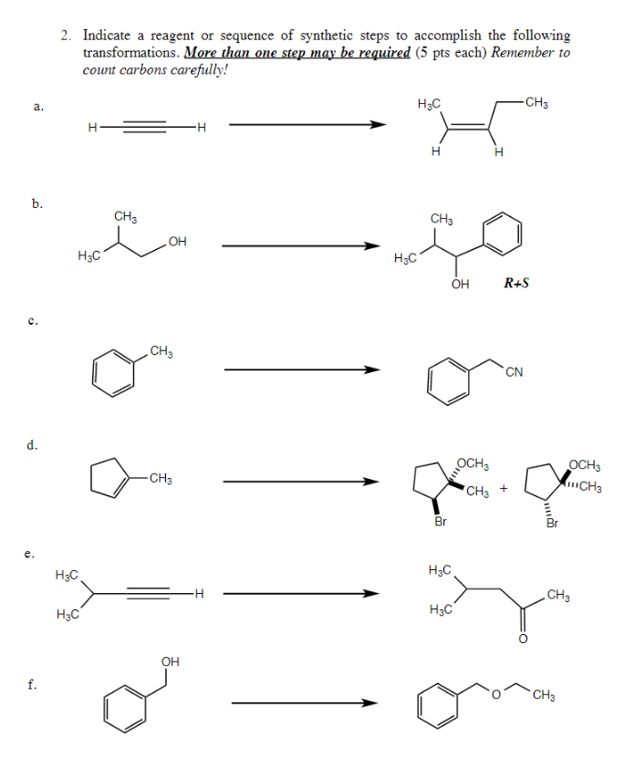 Solved 2. Indicate a reagent or sequence of synthetic steps | Chegg.com