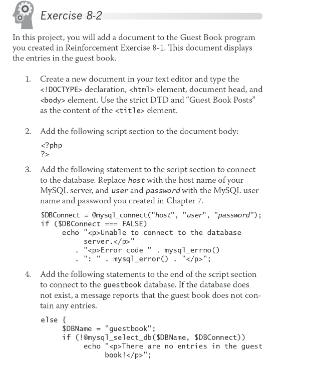 Solved n this project, you will add a document to the Guest | Chegg.com