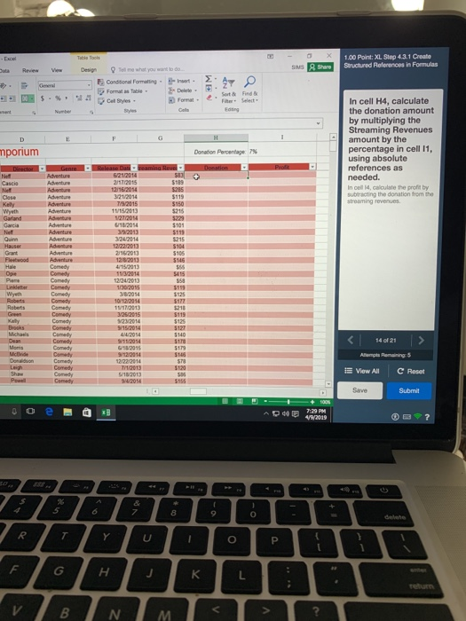 Solved In cell H4, calculate the donation amount by | Chegg.com