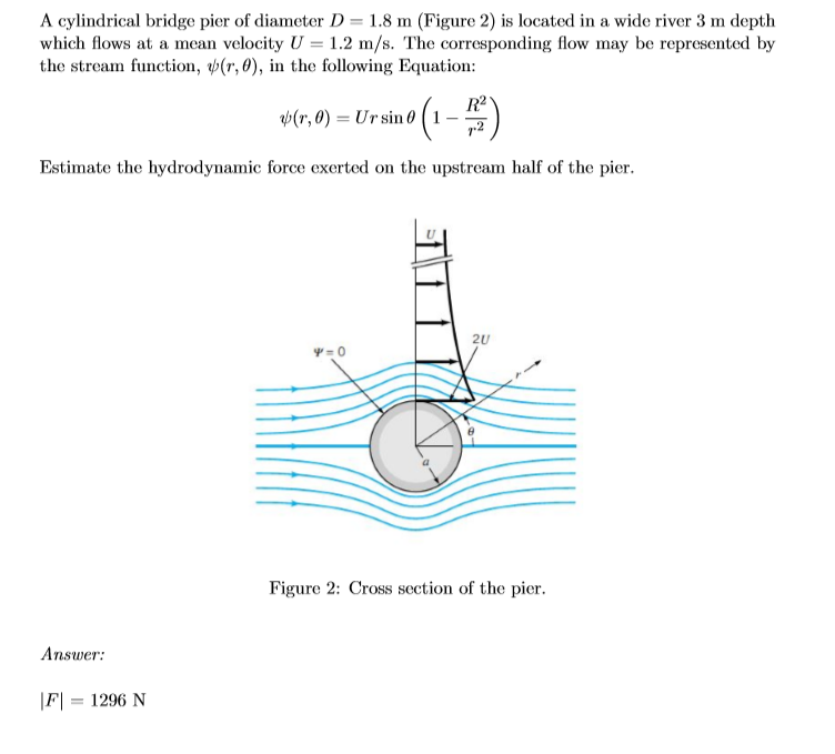 Solved A cylindrical bridge pier of diameter D 1.8 m (Figure | Chegg.com