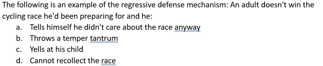 Solved The following is an example of the regressive defense | Chegg.com