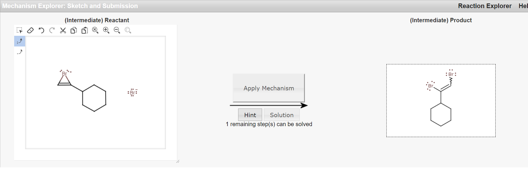 Solved Mechanism Explorer: Sketch and Submission Reaction | Chegg.com