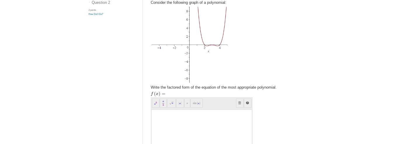Solved Consider the following graph of a polynomial: Write | Chegg.com
