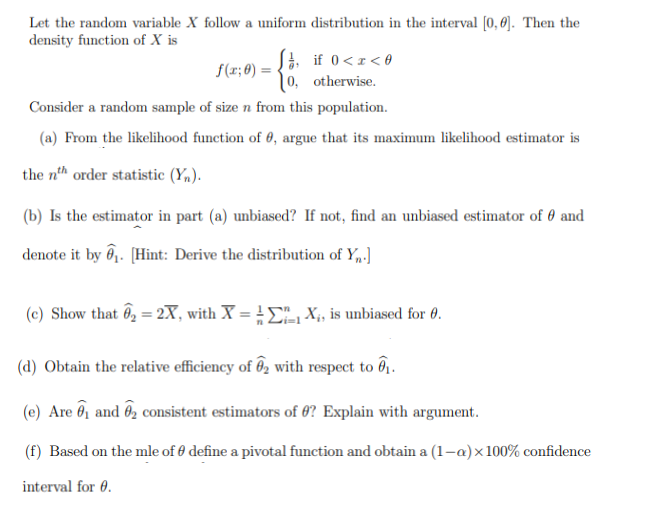 Let the random variable X follow a uniform | Chegg.com