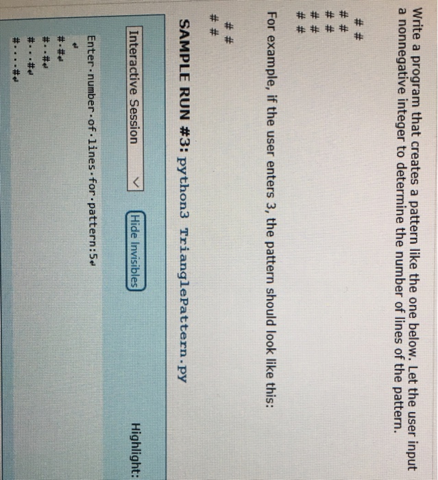 Solved Write a program that creates a pattern like the one | Chegg.com