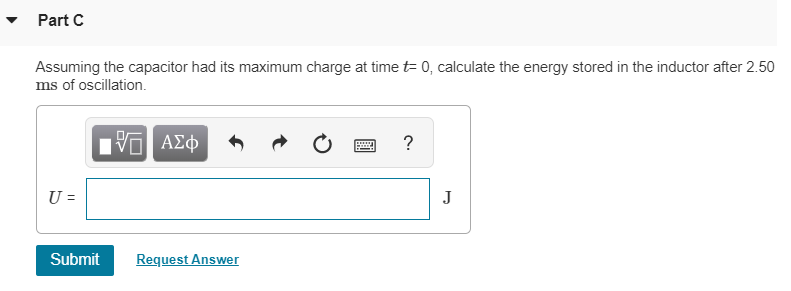 Solved Item 9 An L C Circuit Containing An 84 0 Mh Inductor
