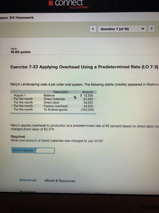 Connect ACCOUNTING apter 3/4 Homework Question 7 (of | Chegg.com Connect ACCOUNTING apter 3/4 Homework Question 7 (of | Chegg.com