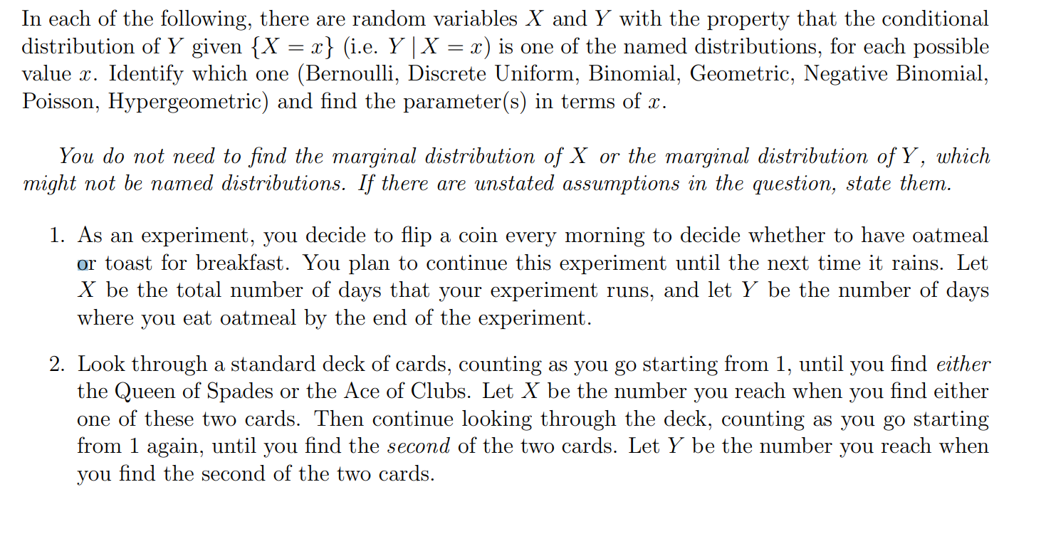 Solved In each of the following, there are random variables | Chegg.com