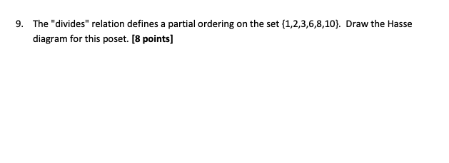 Solved 9. The "divides" relation defines a partial ordering | Chegg.com