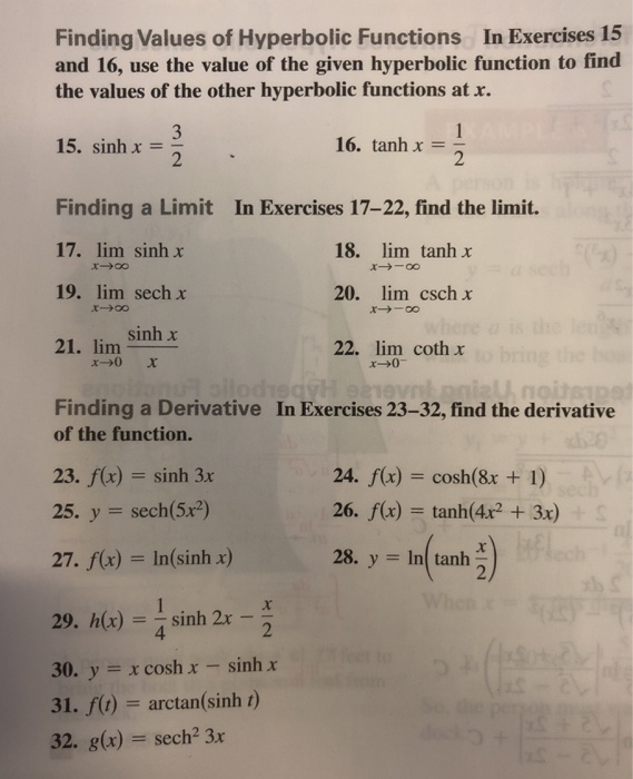 Solved Finding Values of Hyperbolic Functions In Exercises | Chegg.com