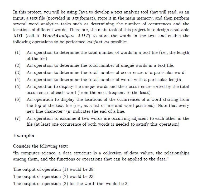 Solved In this project, you will be using Java to develop a | Chegg.com