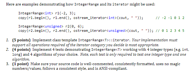 Solved Homework #7 - IntegerRange::iterator In this homework | Chegg.com