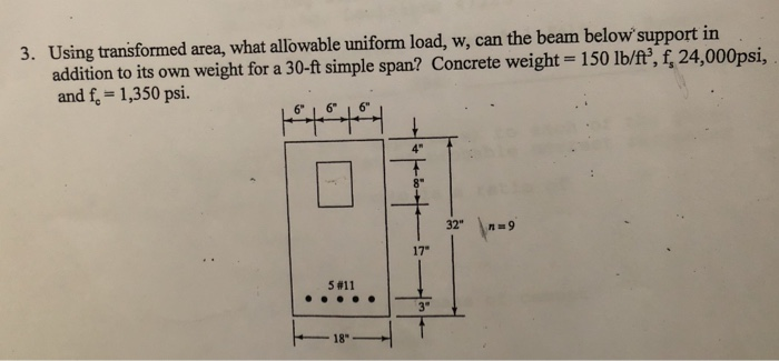 Solved 3. Using transformed area, what allowable uniform | Chegg.com