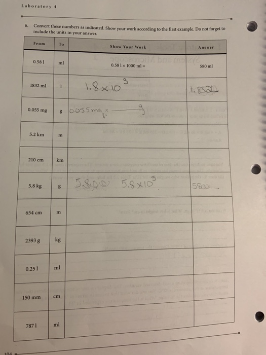 Solved Laboratory 4 6. Convert these numbers as indicated. | Chegg.com